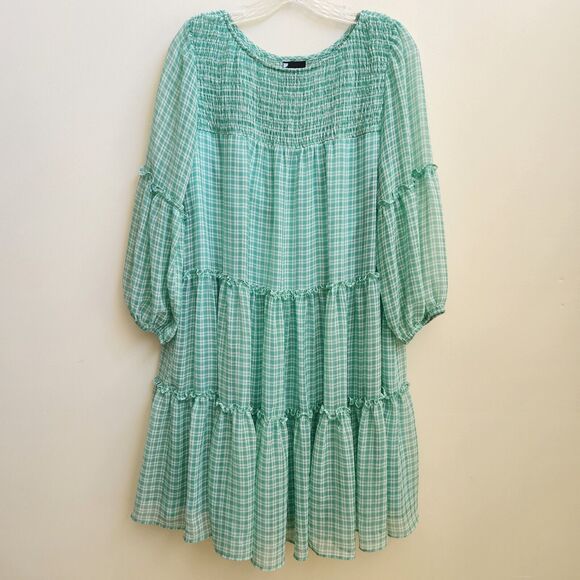 Maison Tara | Dresses | Maison Tara Dress Womens 2 Green White Check 34 ...